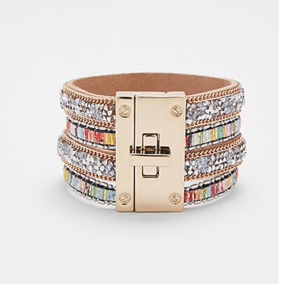 Express | Jewelry | Nwt Express Stripe Stone Turnlock Cuff Bracelet ...
